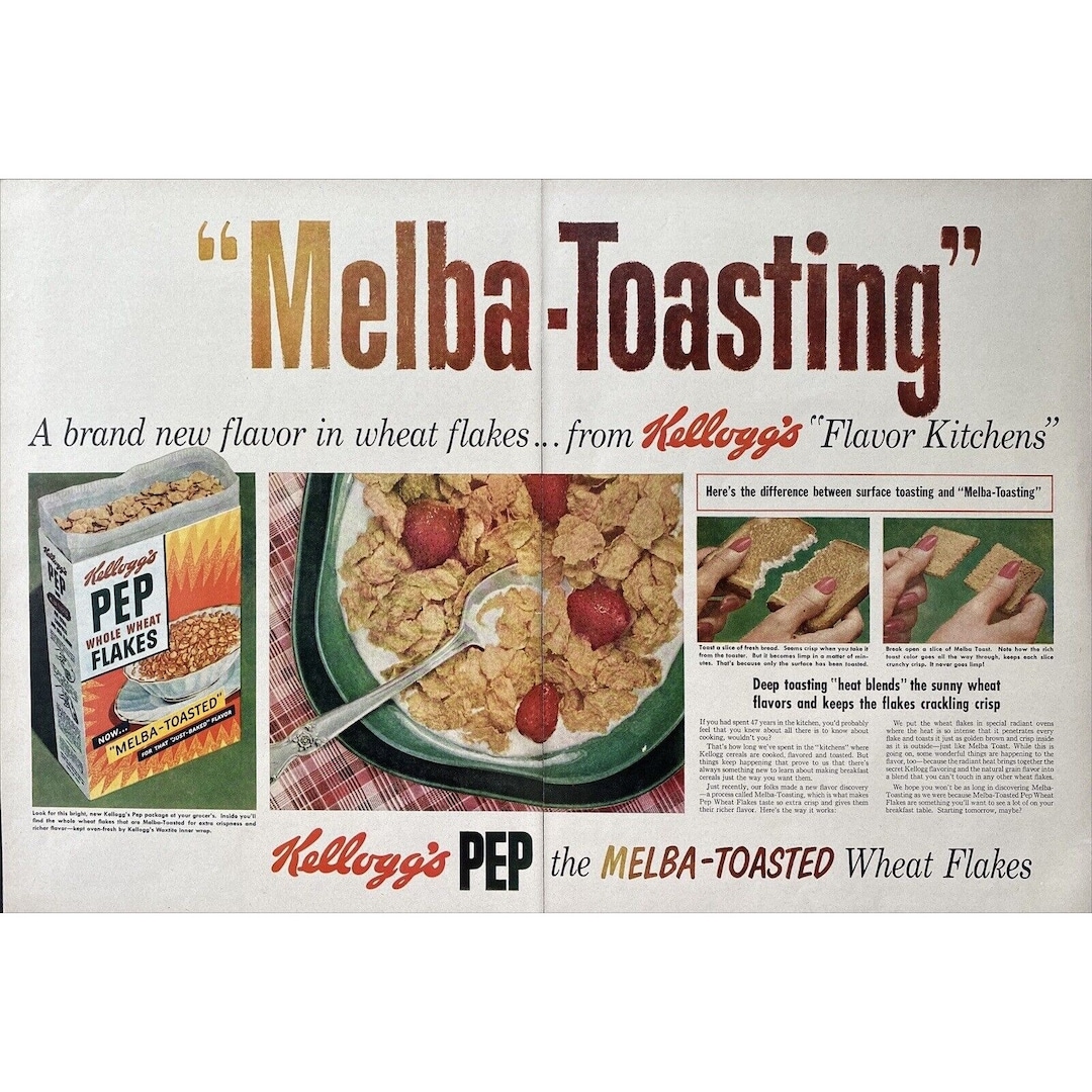 1953 Kellogg’s Pep Flakes Cereal Vintage Life Magazine Color Print Ad 2 ...