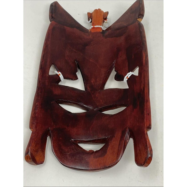 Vintage African Art Maasai Hand Carved Wood Mask Kenya 2 Faces ...