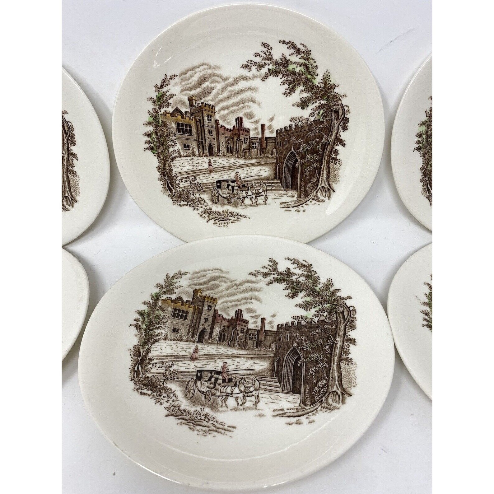 6 Vintage Johnson Bros Old Britain Castles Haddon Hall Dessert Plates ...