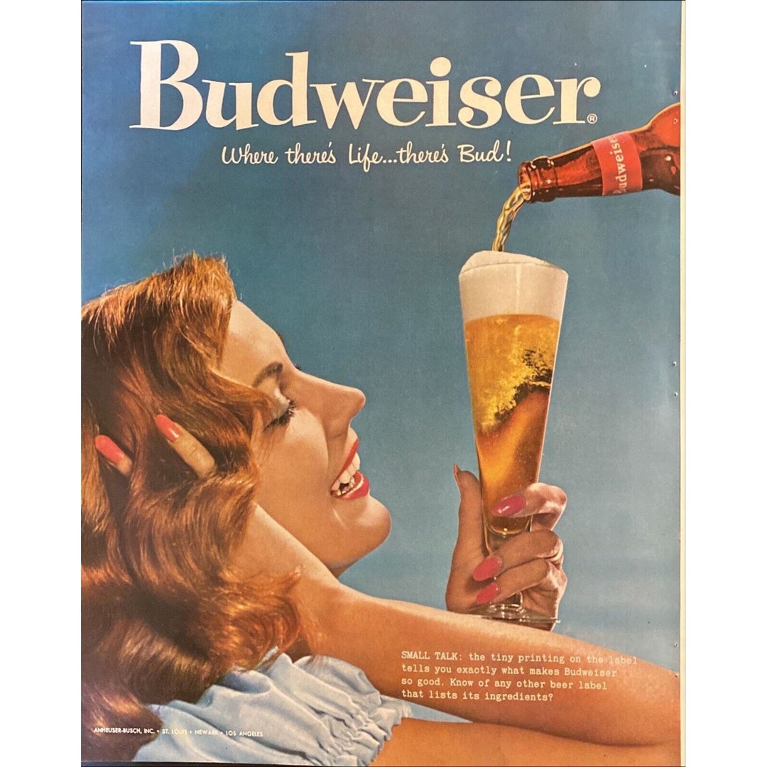 1958 Budweiser Beer Vintage Color Print Ad Where There’s Life … There’s ...