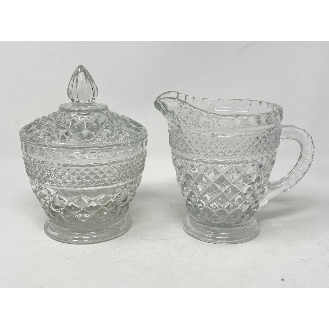 Vintage Anchor Hocking Wexford Crystal Glass Lidded Sugar Bowl ...