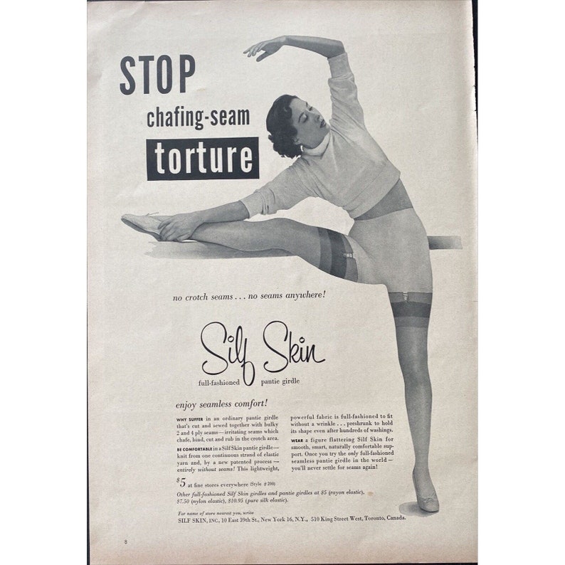 1953 Silf Skin Pantie Girdle Vintage Magazine Print Ad Stop Chafing ...