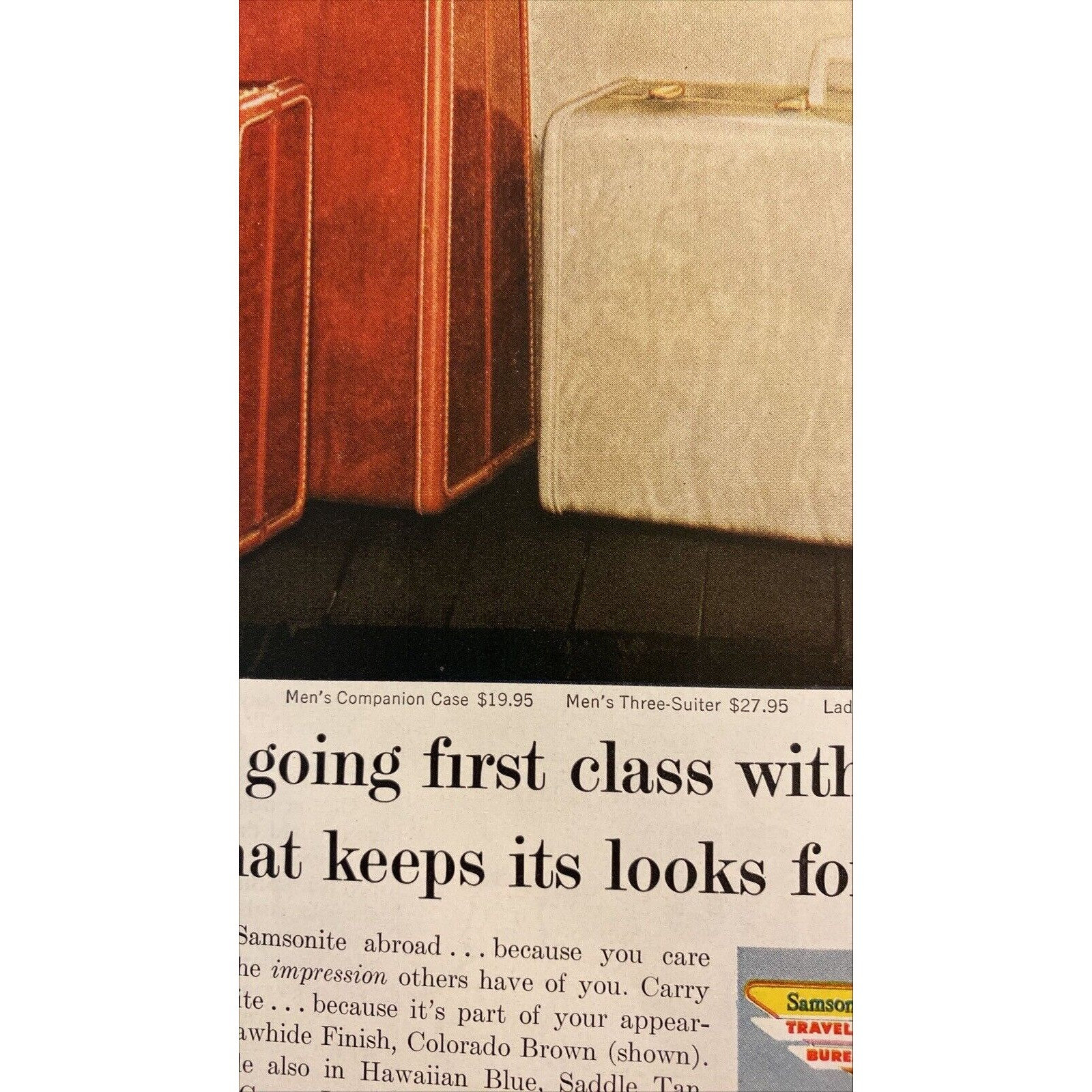 1958 Samsonite Streamlite Luggage Vintage Retro Color Print Ad Man ...