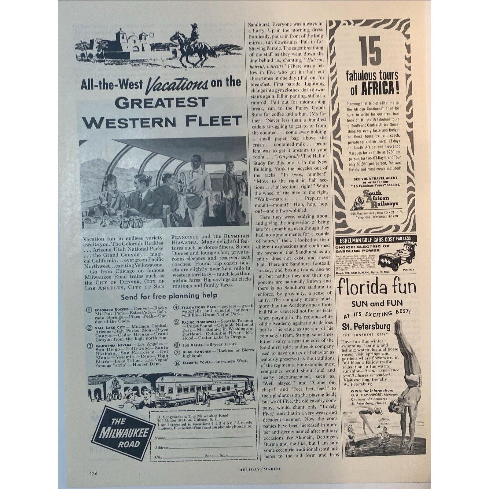 1958 Matson Cruise Lines Tahiti and Milwaukee Road Train West Vacation ...