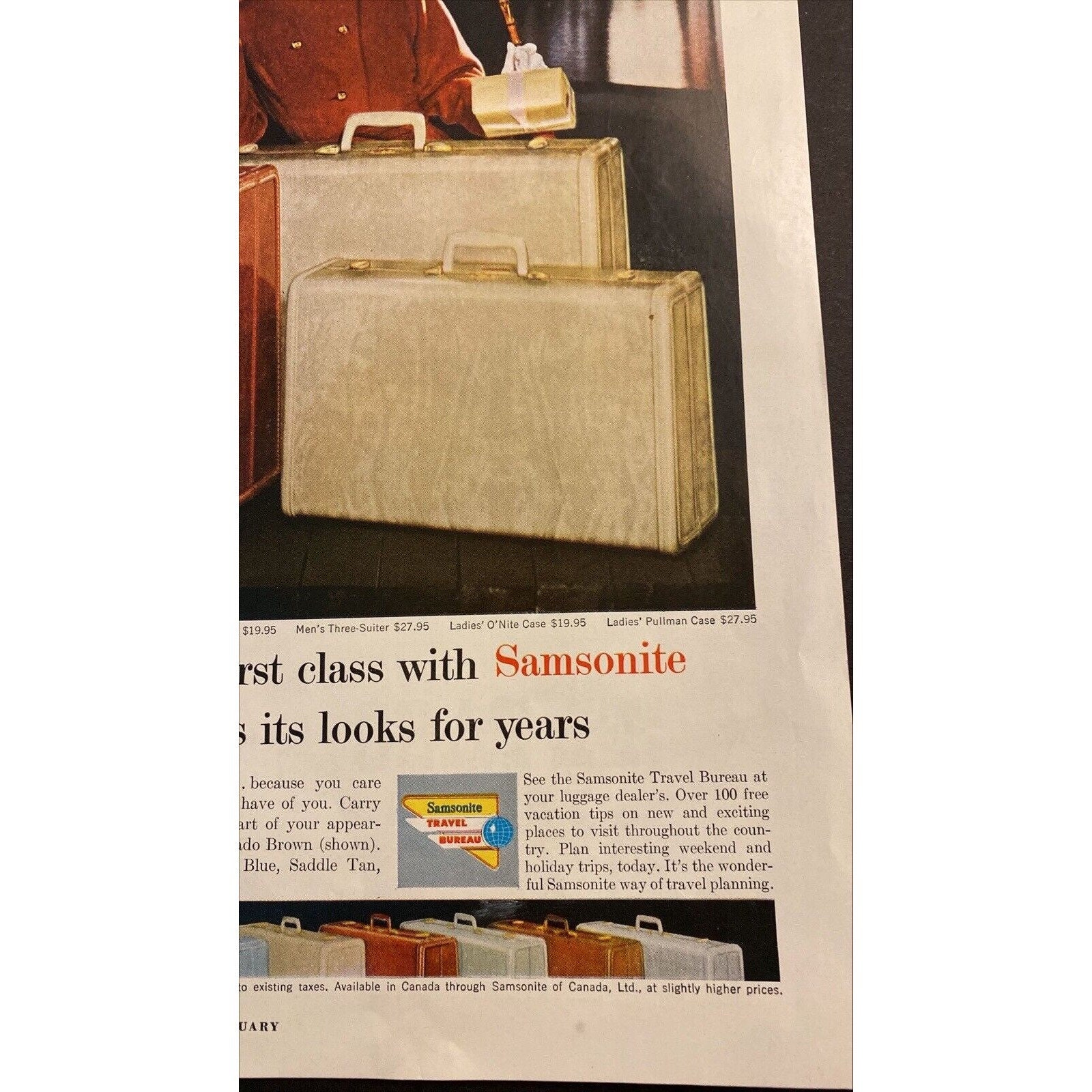 1958 Samsonite Streamlite Luggage Vintage Retro Color Print Ad Man ...