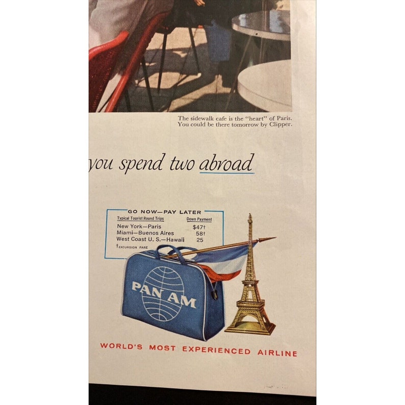 1958 PAN-AM Vintage Color Print Ad Pan American Clipper Go Now-pay ...
