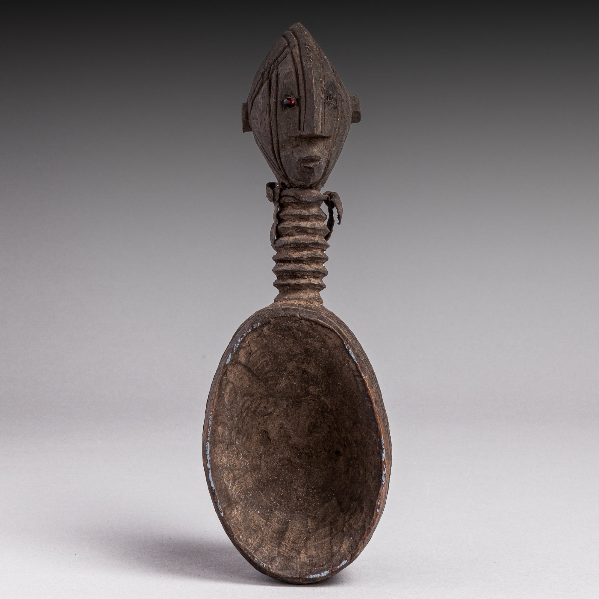 African Tribal Ceremonial Wooden Ladle / Vintage Anthropomorphic Spoon ...
