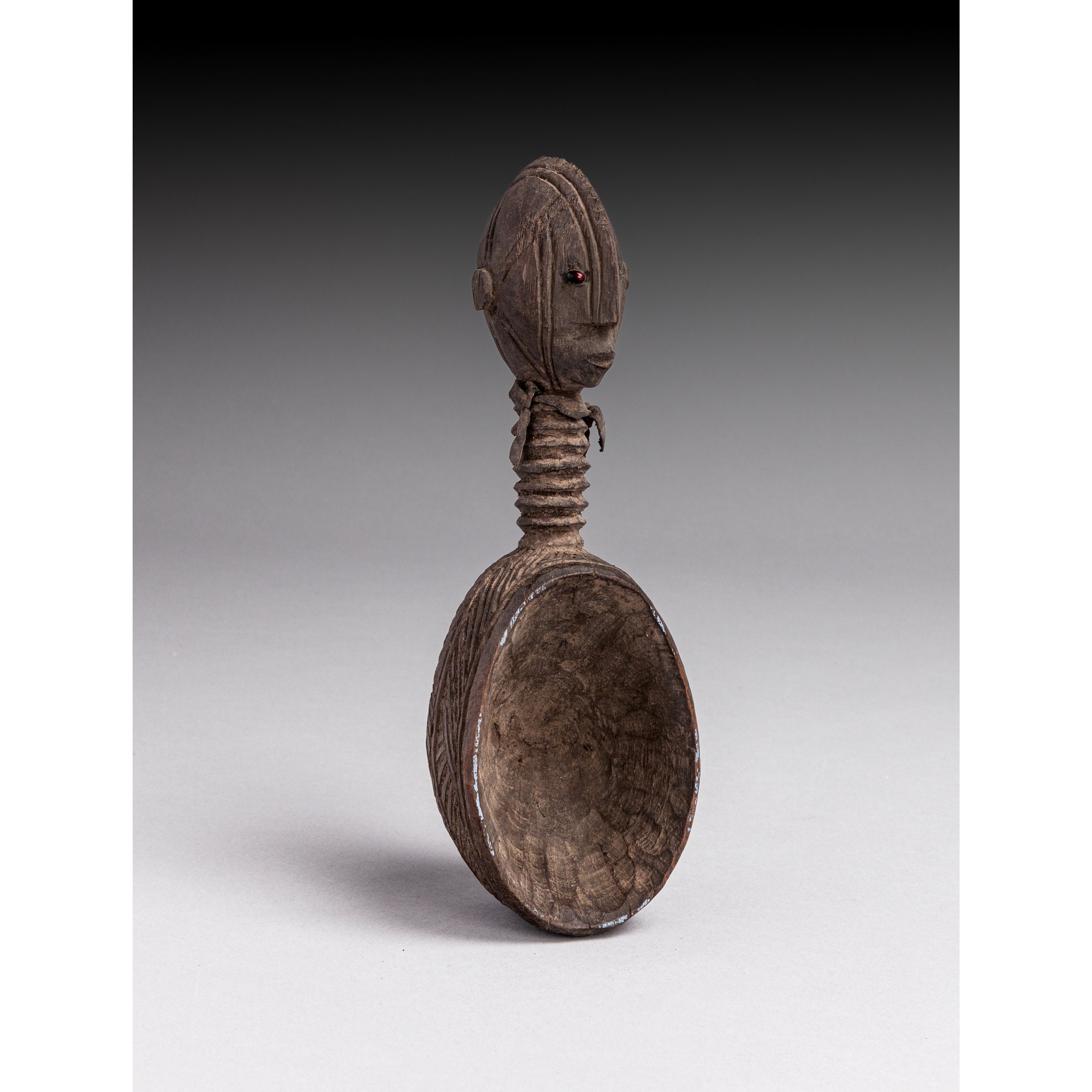 African Tribal Ceremonial Wooden Ladle / Vintage Anthropomorphic Spoon ...