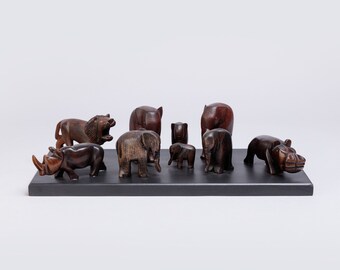 Safari Animal Table Display Hand-carved Mahogany party Animals - Etsy