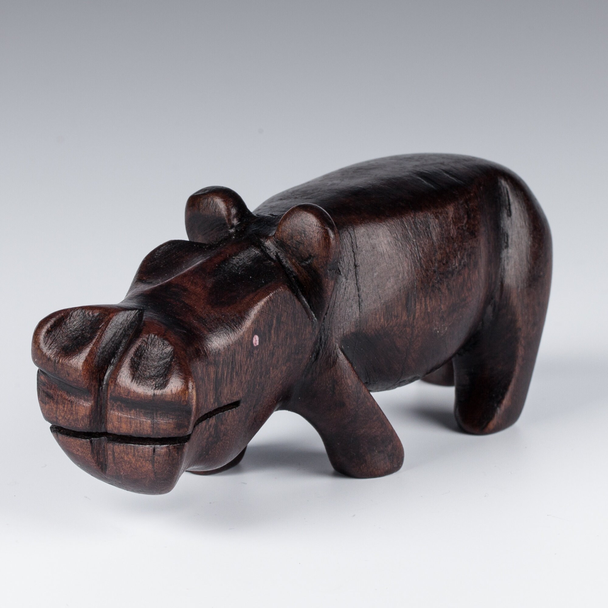 Small Hand Carved Hippo / Wooden Hippo Sculpture / Hand Carved Statue ...