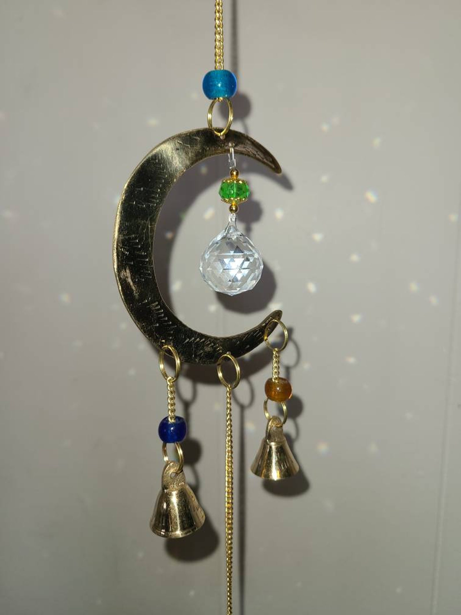 3 Brass Moon/7 Bell Windchime Suncatcher Moon Décor | Etsy