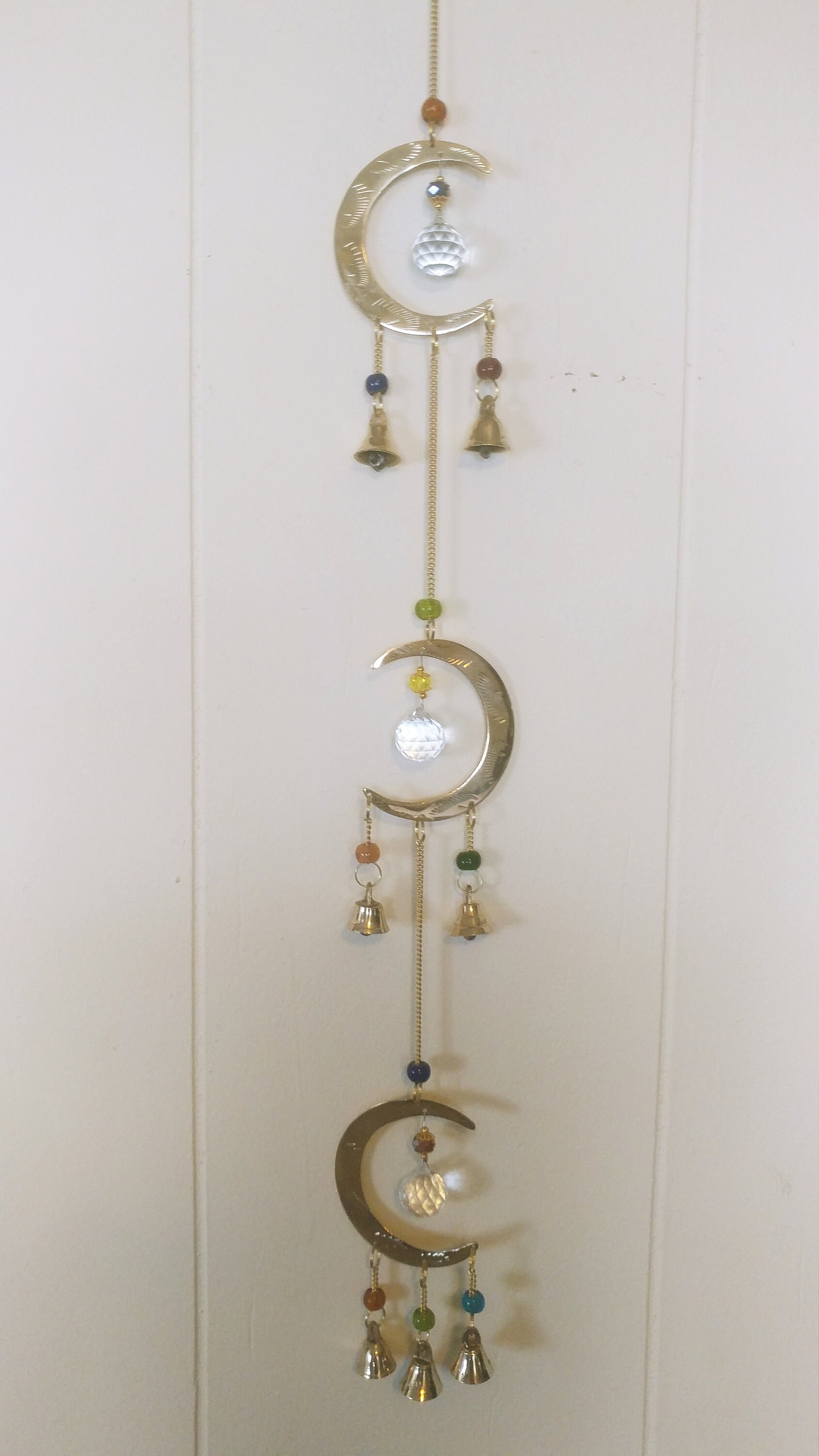 3 Brass Moon/7 Bell Windchime Suncatcher Moon Décor | Etsy