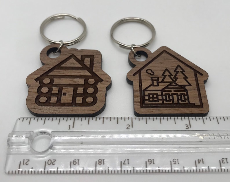 Wood Cabin Keychain Custom Engraved Keychain Vacation Home - Etsy