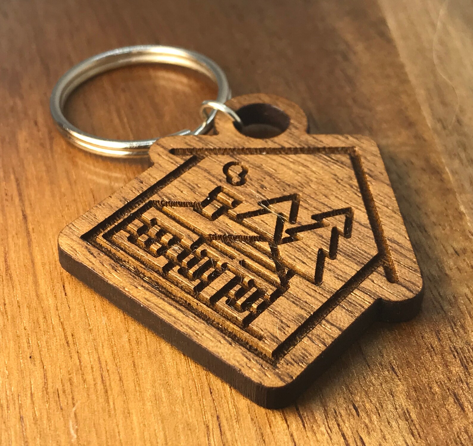 Wood Cabin Keychain - Custom Engraved Keychain - Vacation Home Gift ...
