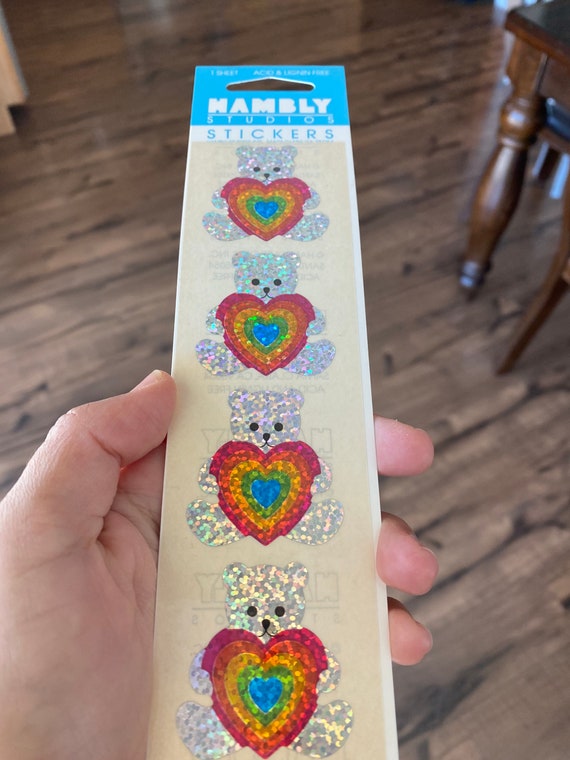 Paper Hambly Teddy Rainbow Heart Sticker Pack Address & Shipping Labels ...