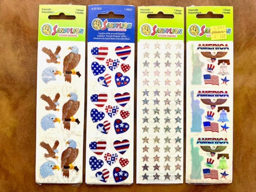 Sandylion Sticker Packs YOU CHOOSE Eagles American Flag Hearts Silver ...