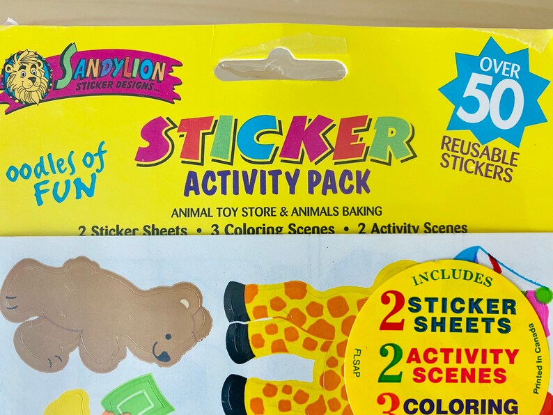 1993 Sandylion Sticker Activity Pack Animal Toy Store & - Etsy