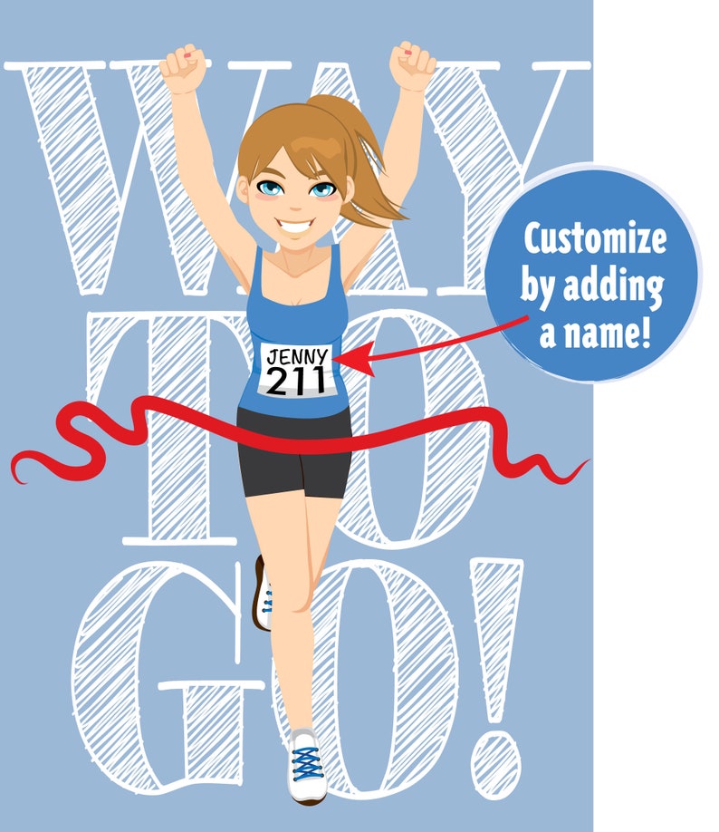 Way to Go! Downloadable Congratulations Runner Card (blond, Long Hair ...