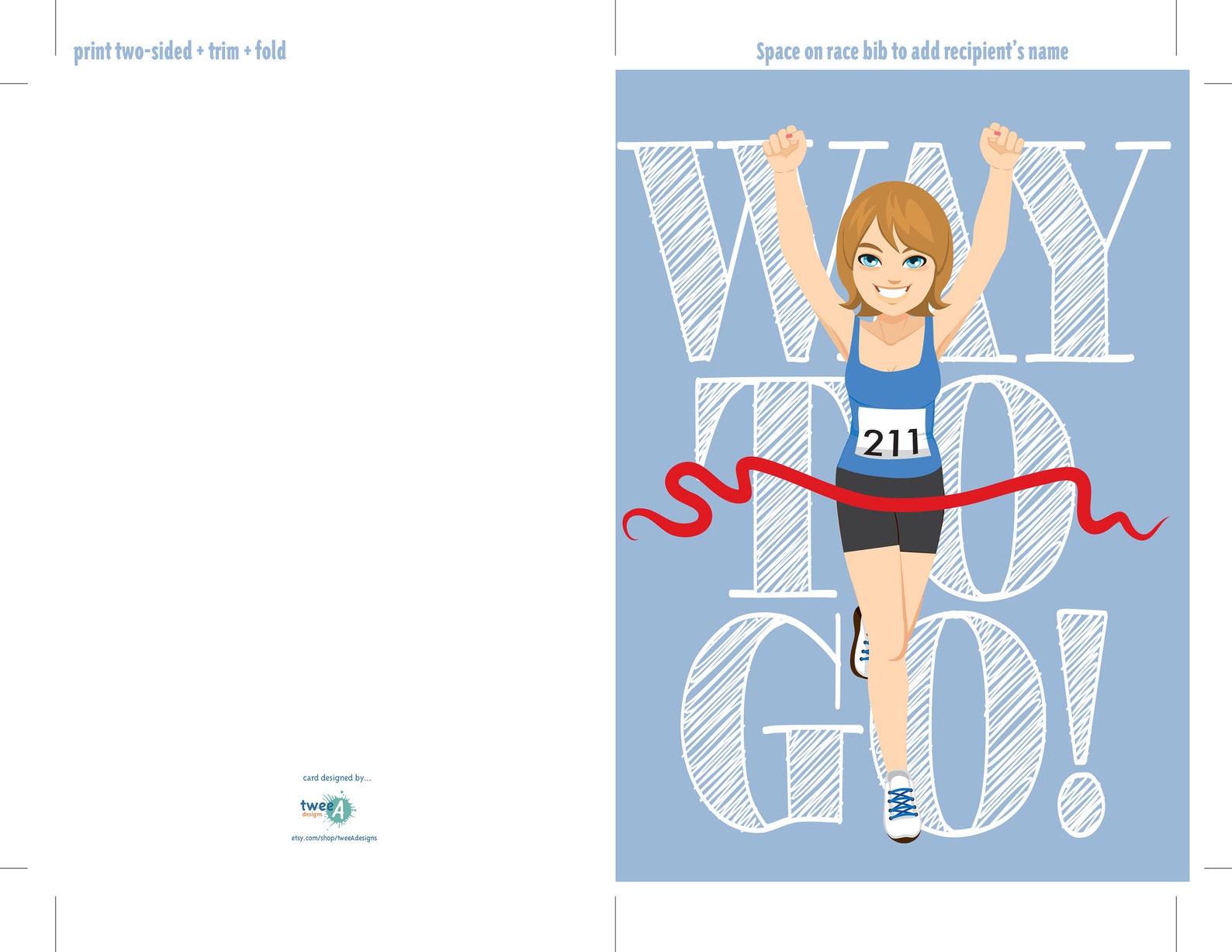 Way to Go! Downloadable Congratulations Runner Card (blond, Shoulder ...