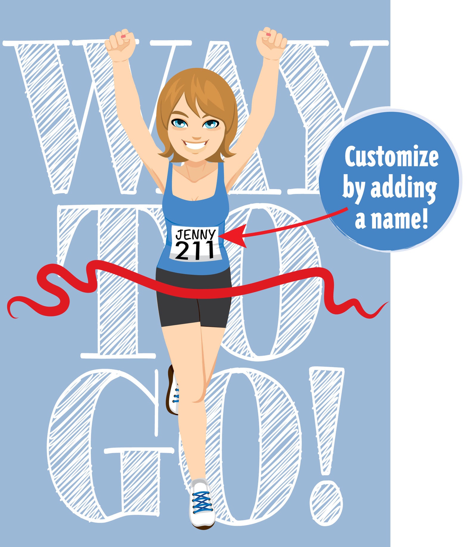 Way to Go! Downloadable Congratulations Runner Card (blond, Shoulder ...