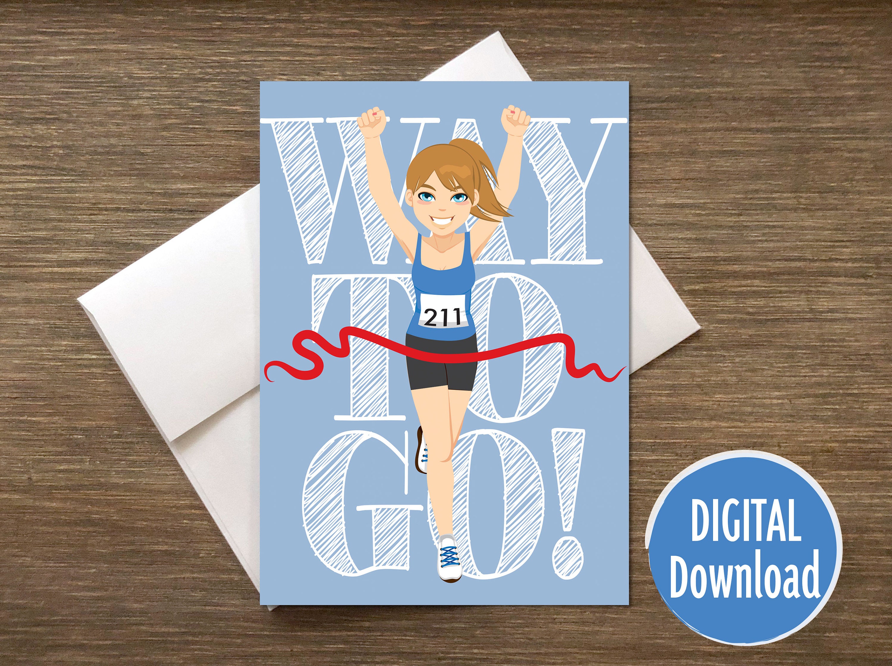 Way to Go! Downloadable Congratulations Runner Card (blond, Long Hair ...