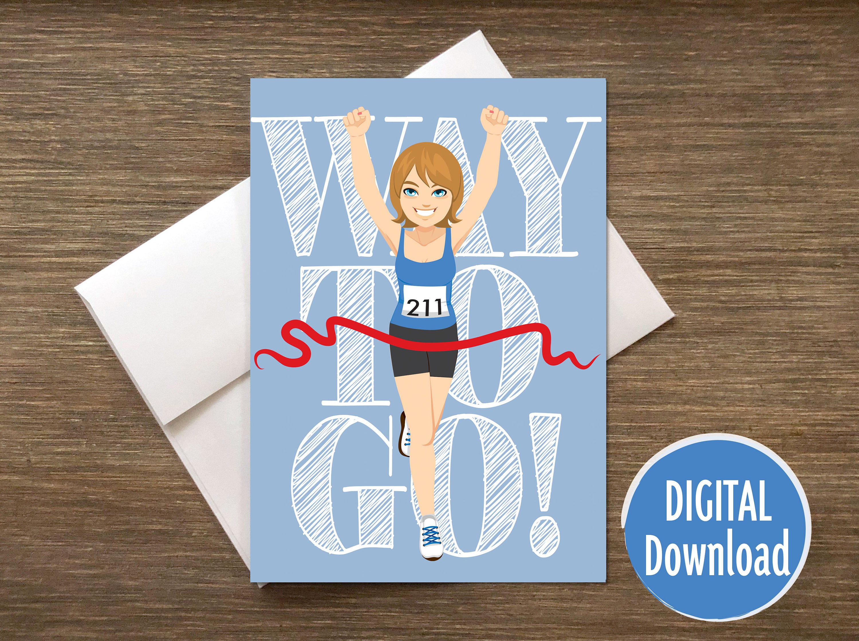Way to Go! Downloadable Congratulations Runner Card (blond, Shoulder ...