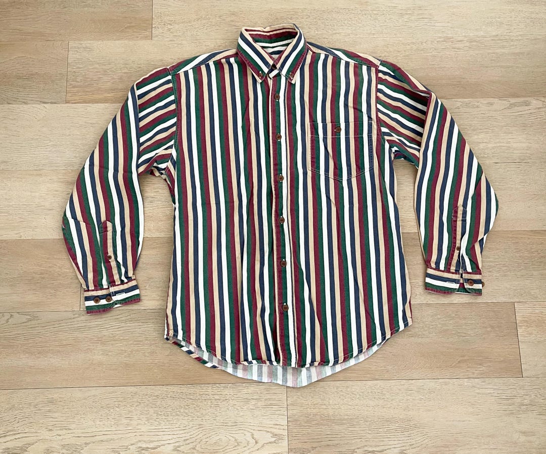 Vintage Merona Striped Hobo Style Button up Long Sleeve Shirt Size ...
