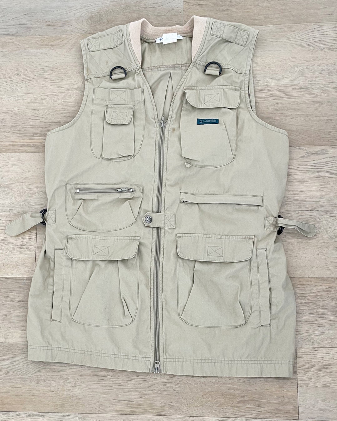 Vintage Columbia Khaki Tactical Multi Pocket Hunting Fishing Vest Size ...