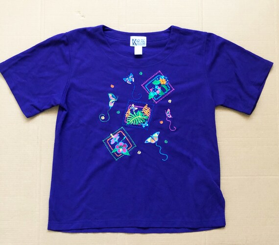 Vintage Kavio Design Butterfly Flower Graphic Women's | Etsy