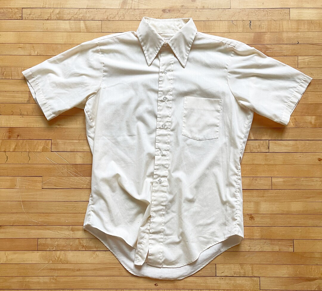 Vintage Arrow Kent Collection Beige Blank Button up Shirt Size Medium ...