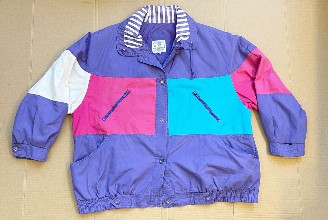 Vintage Be in the Seen Color Block Neon Light Jacket Size 3X Women - Etsy