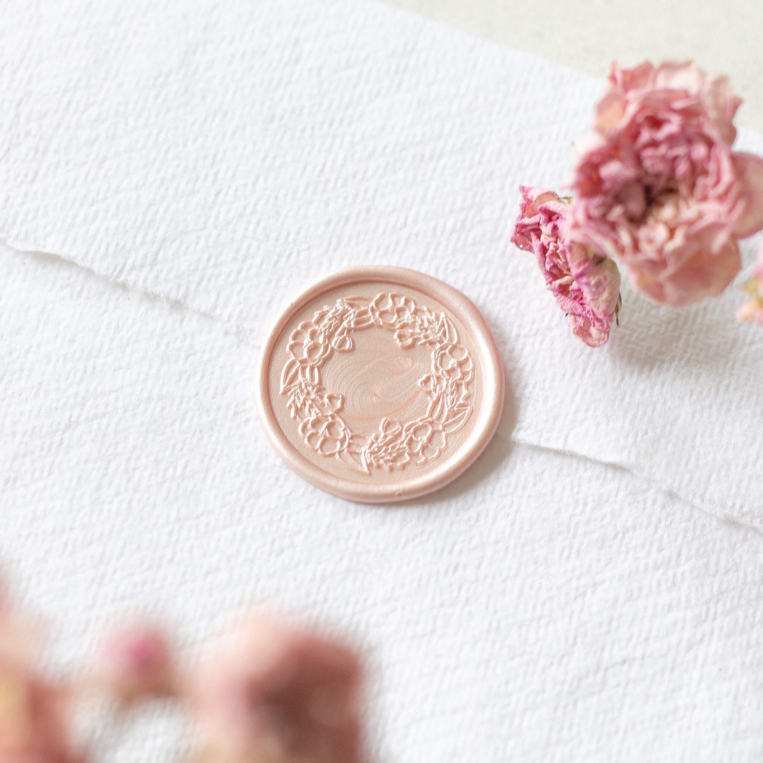 Seal Flower Wreath, Seal, Seal Wedding, Seal Stamp, Seal Customizable ...