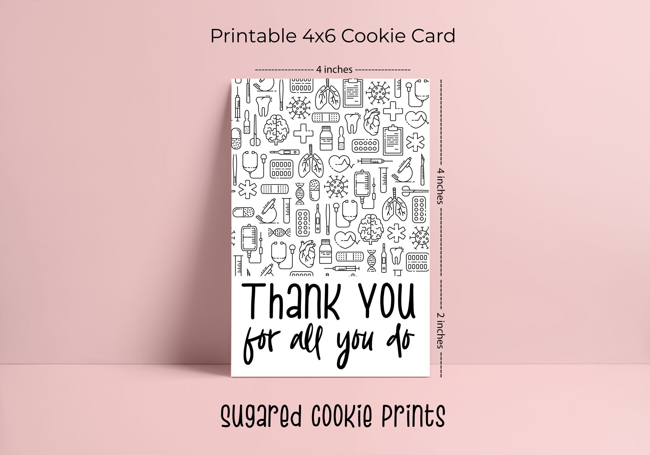 Nurse Appreciation Week Printable 4x6 Cookie Card, Thank You Nurse ...