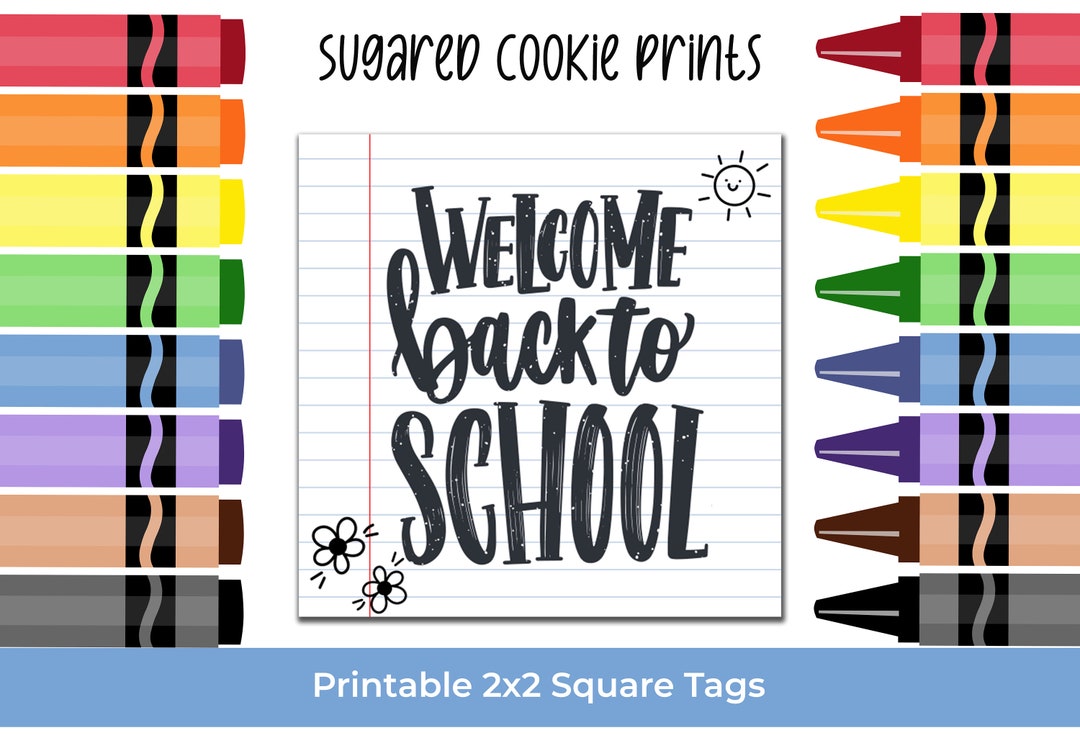 Welcome Back to School Cookie Tags: Printable 2" Square (digital ...