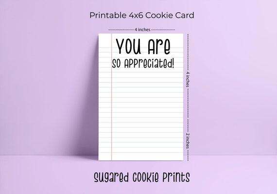 Teacher Appreciation Week Printable 4x6 Cookie Card Generic - Etsy