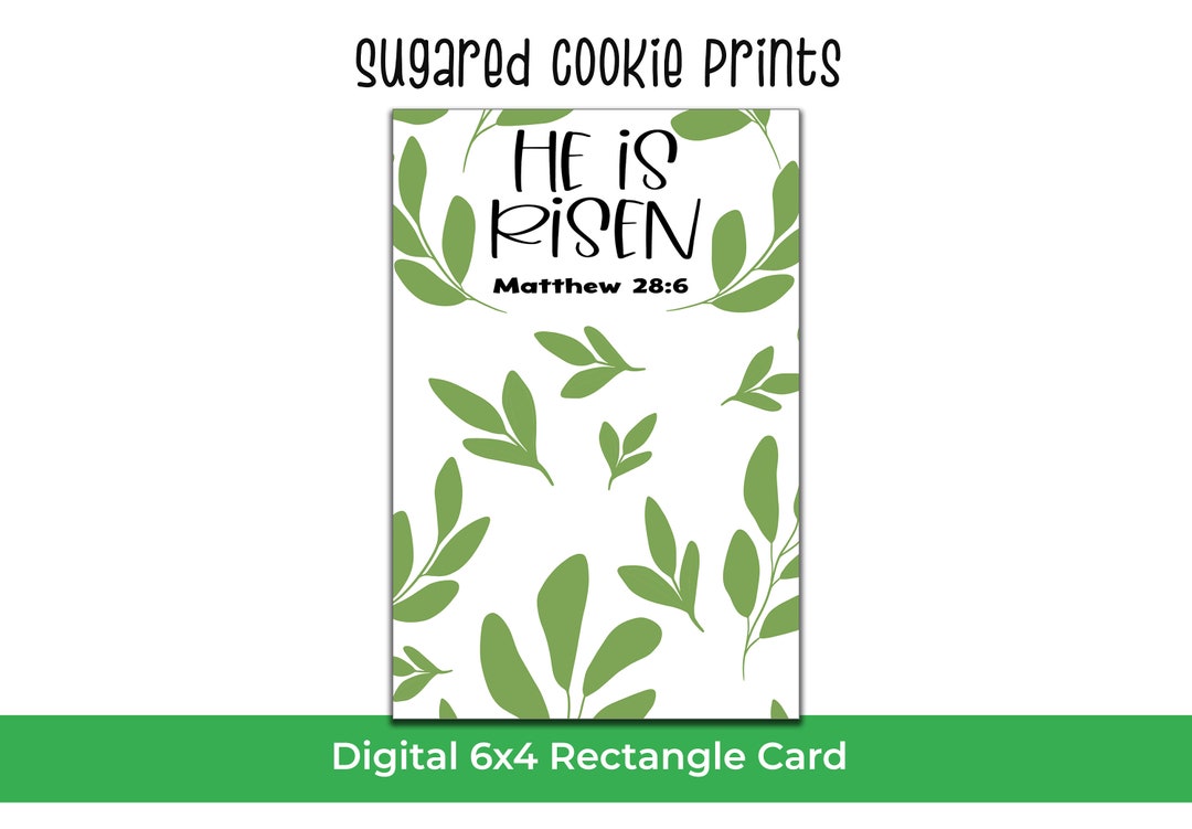 Printable He is Risen Easter Cookie Card 6x4 (digital Download) - Etsy