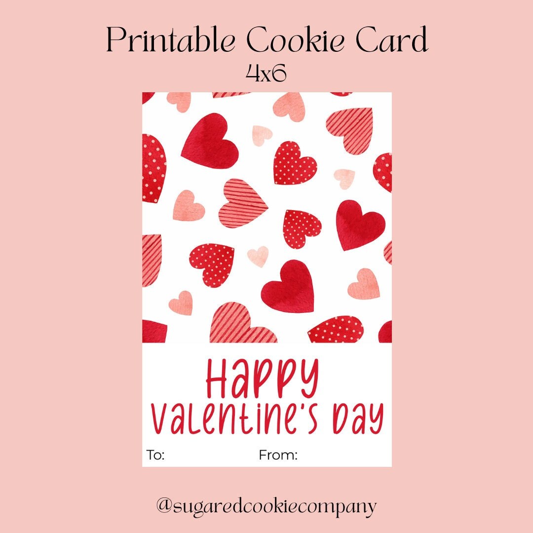 Printable Valentine Cookie Card, 4x6 Card - Etsy