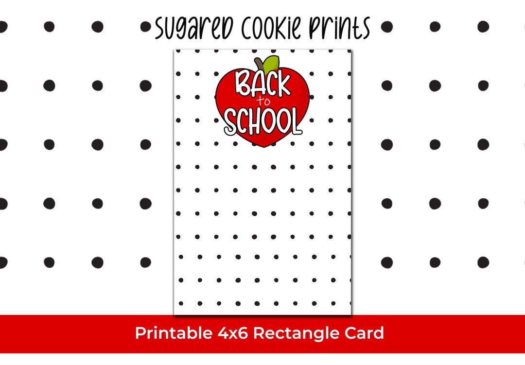 Printable Back to School 4x6 Cookie Card, Apple Cookie Card, School ...