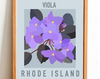Rhode Island State Flower Violet Art Digital Download USA - Etsy