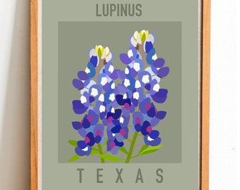 Texas State Flower Bluebonnet Art Digital Download USA - Etsy