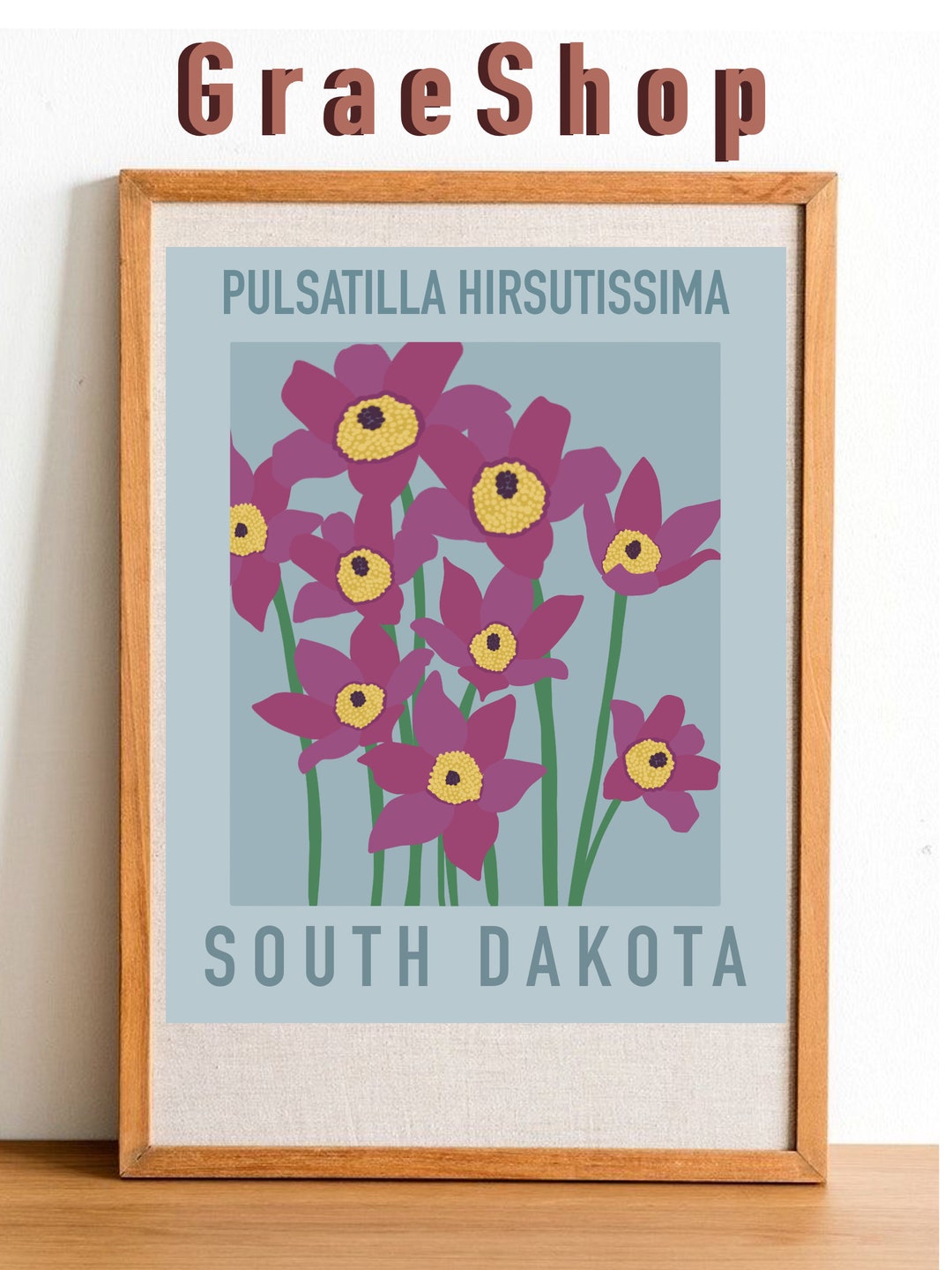 South Dakota State Flower Print - Pasque Flower - DIGITAL PRINT - Etsy