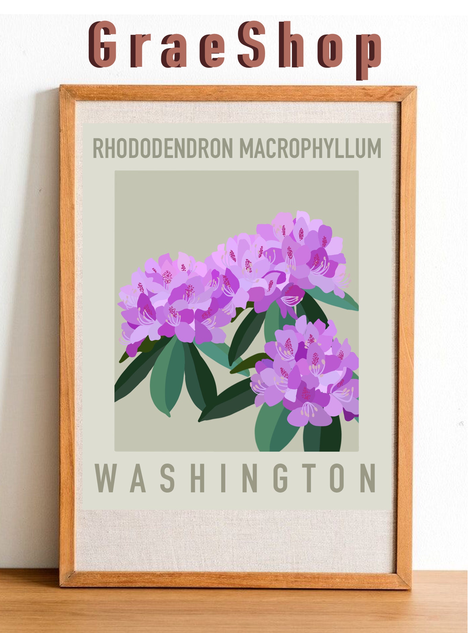 Washington State Flower Print - Coast Rhododendron - DIGITAL PRINT - Etsy