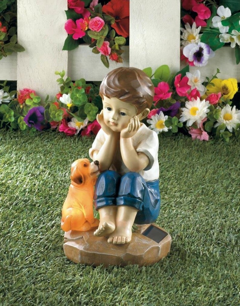 Outdoor Solar Garden Statues Polyresin Small Solar Statue Led Etsy