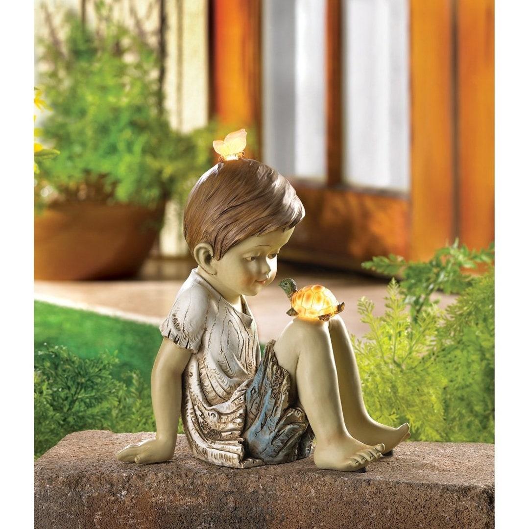Solar Garden Statues Polyresin Outdoor Solar Figurines For Etsy