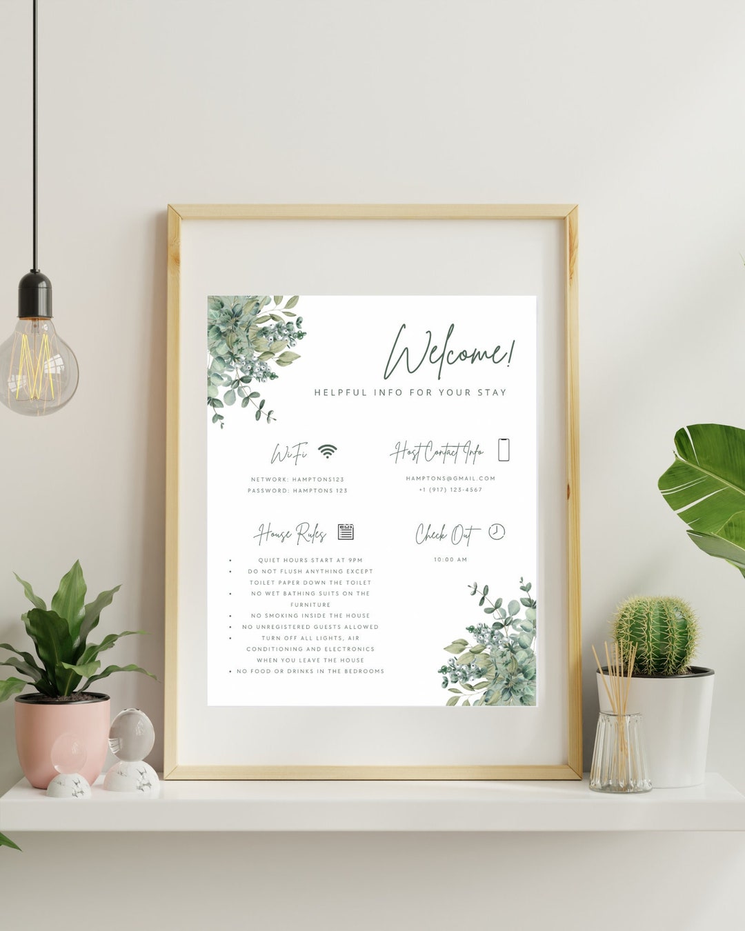 8x10 Printable Airbnb Poster - Digital Wifi Sign, Short Term Rental ...