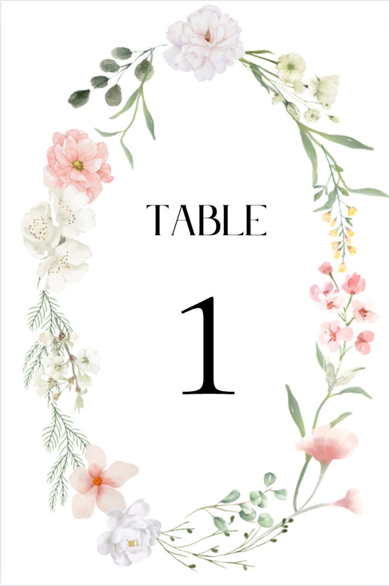 Printable Table Numbers Seating Chart Template Bundle - Etsy