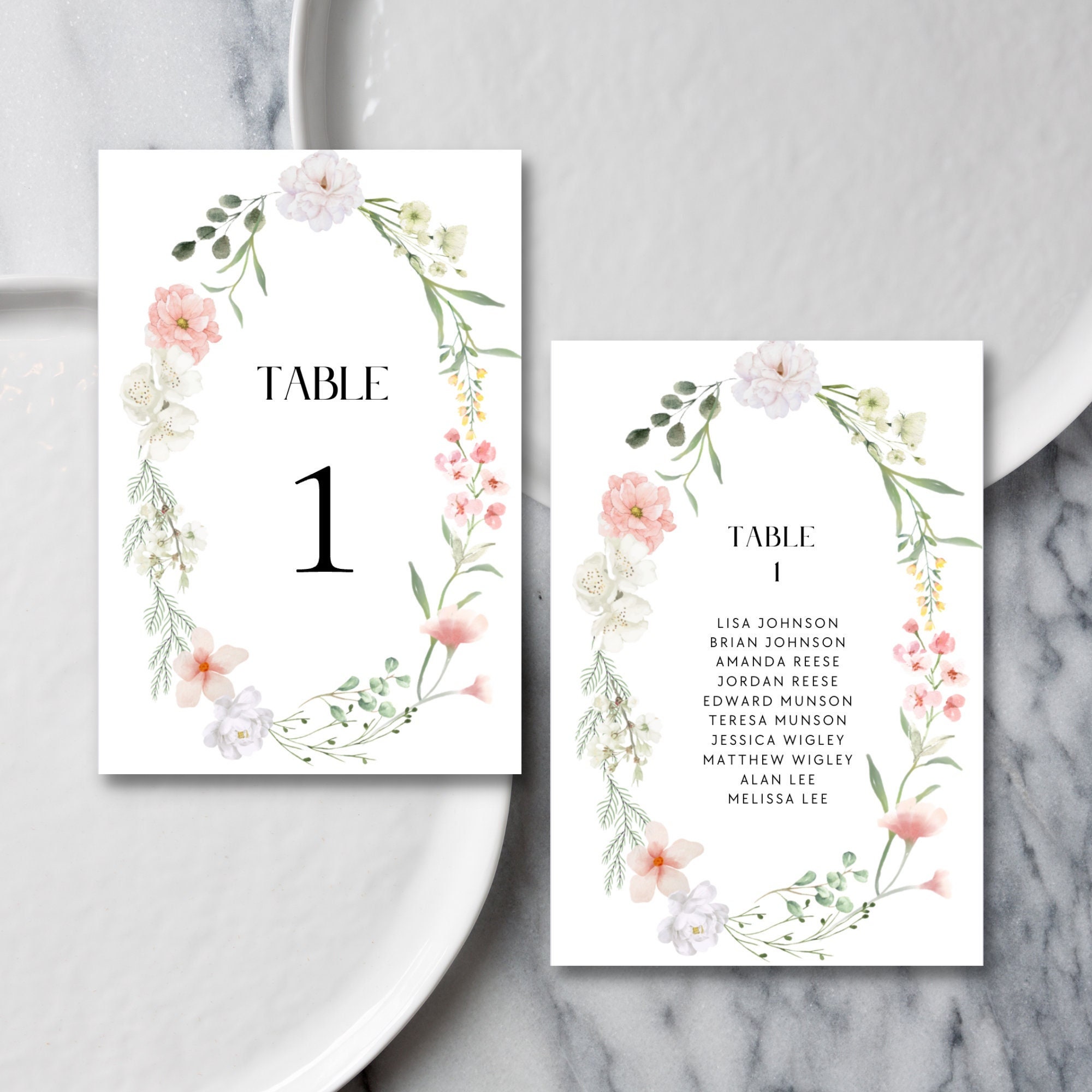 Printable Table Numbers Seating Chart Template Bundle - Etsy
