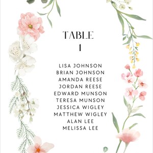 Printable Table Numbers Seating Chart Template Bundle - Etsy