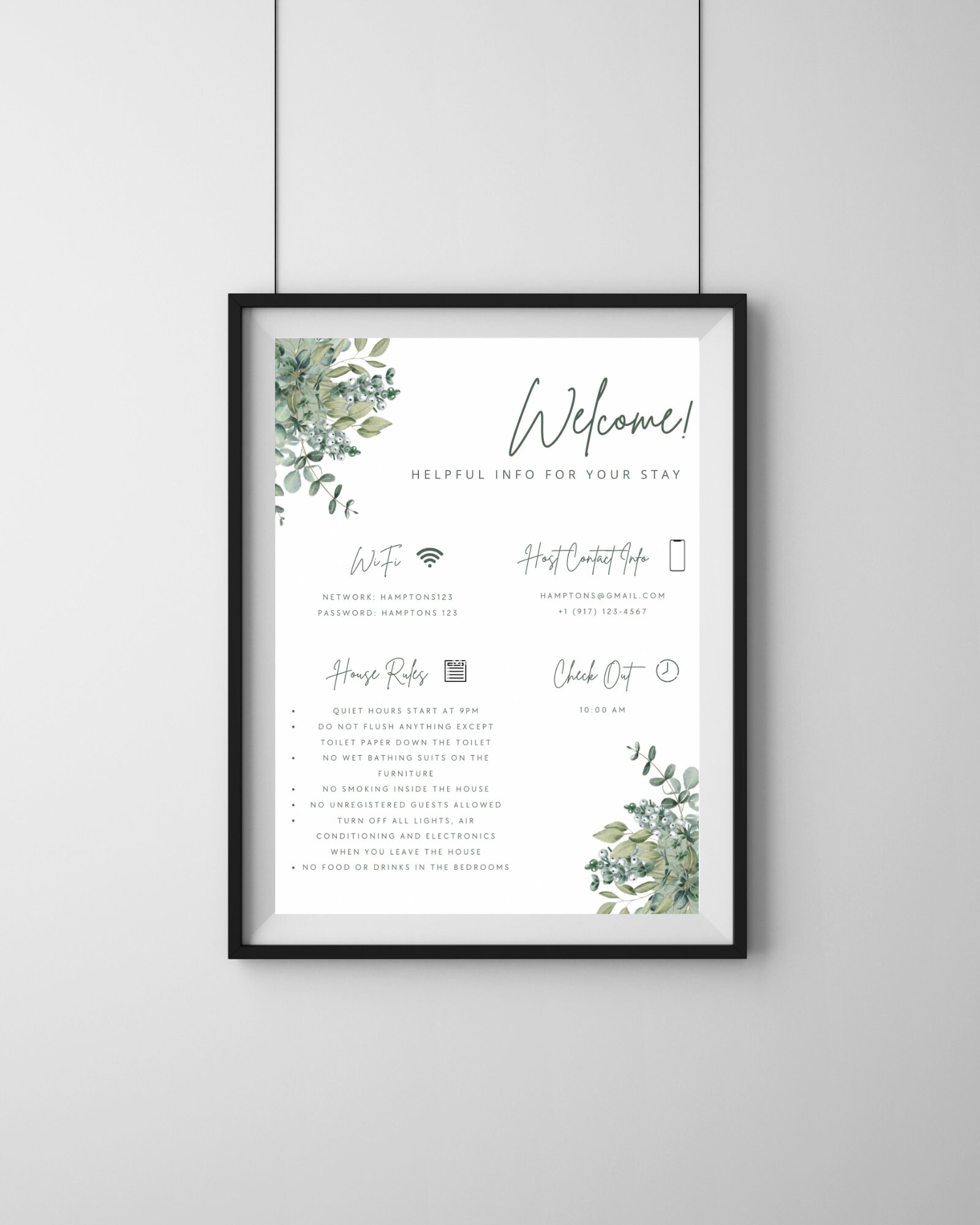 8x10 Printable Airbnb Poster Digital Wifi Sign, Short Term Rental Rules ...