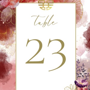 Printable Table Numbers - Chinese Wedding - Asian Wedding - Wedding ...